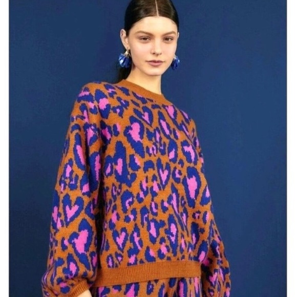 FARM Rio | Sweaters | Farm Rio Caramel Leopard Pop Knit Sweater ...